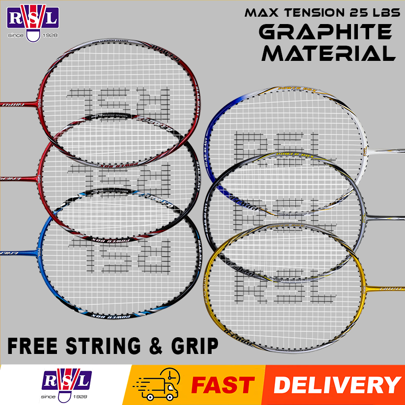 READYSTOCK RSL RETRO & ENERGY & OCTANE Series Racket Max Tension 25LBS ...
