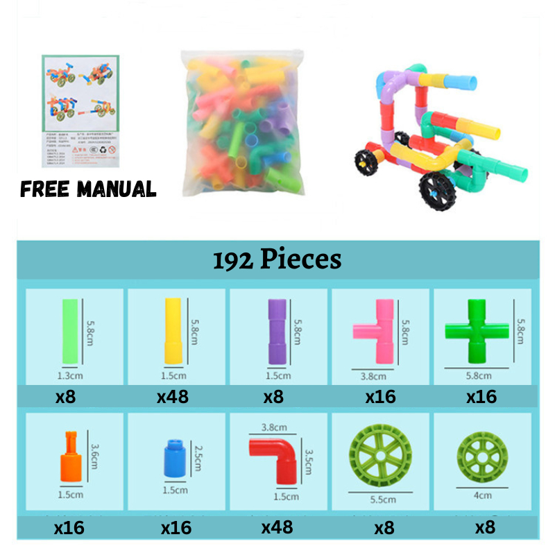 105/176 Pcs Pipeline Building Blocks Construction DIY Assemble Toys ...