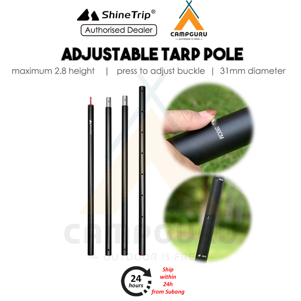 ShineTrip Adjustable Height Tarp Pole 2.8m 31mm Thickened Aluminum ...