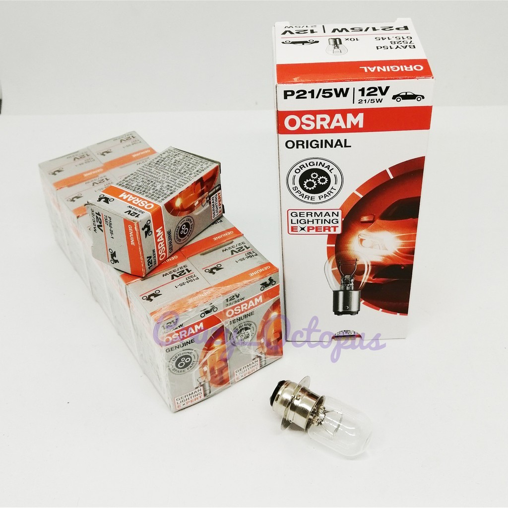 OSRAM 12V HEAD LAMP DEPAN BULB MENTOL FRONT 12V25 /25 T19 REAR S25 12V21/5W TAIL BELAKANG P21 ...
