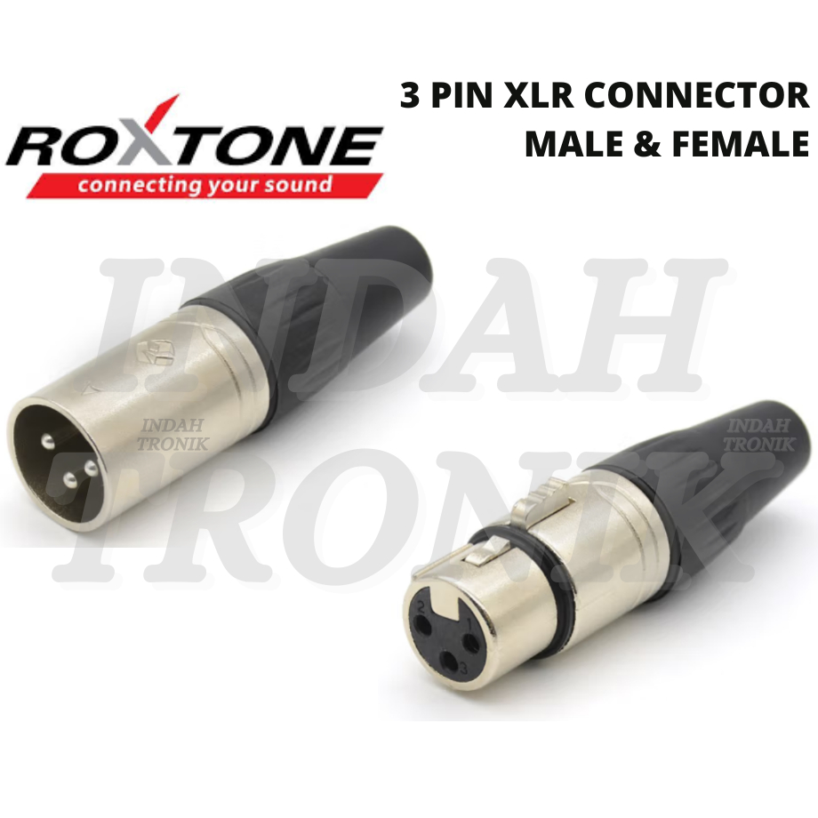 1Pc Roxtone 3 Pin XLR Connector Female & Male 3 Pole Plug & Socket Jack Mikropon Microphone Jack ...