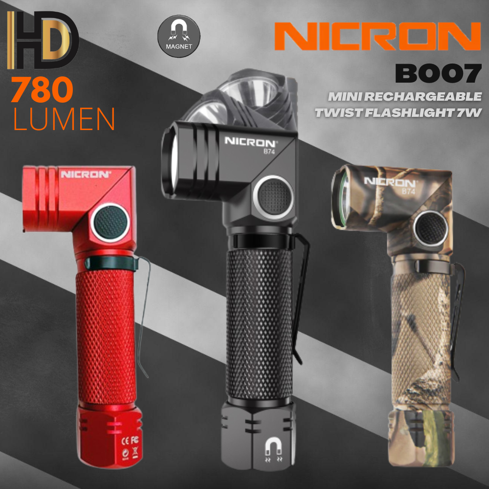NICRON B007 Magnetic Rechargeable 90 Degree Pocket Size Mini Flash ...