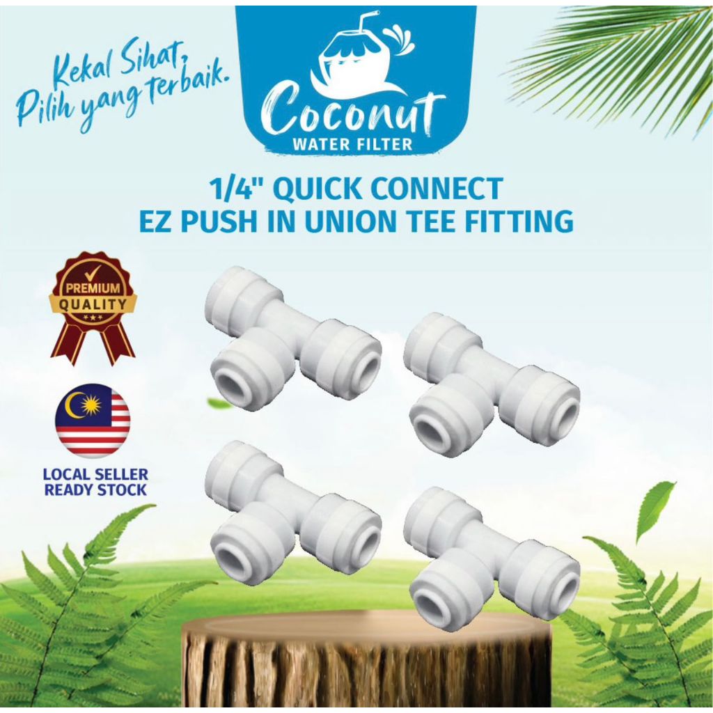 ONE TOUCH 4UT44 / 4TU4 1/4" Quick Connect EZ Push in Union Tee Fitting ...