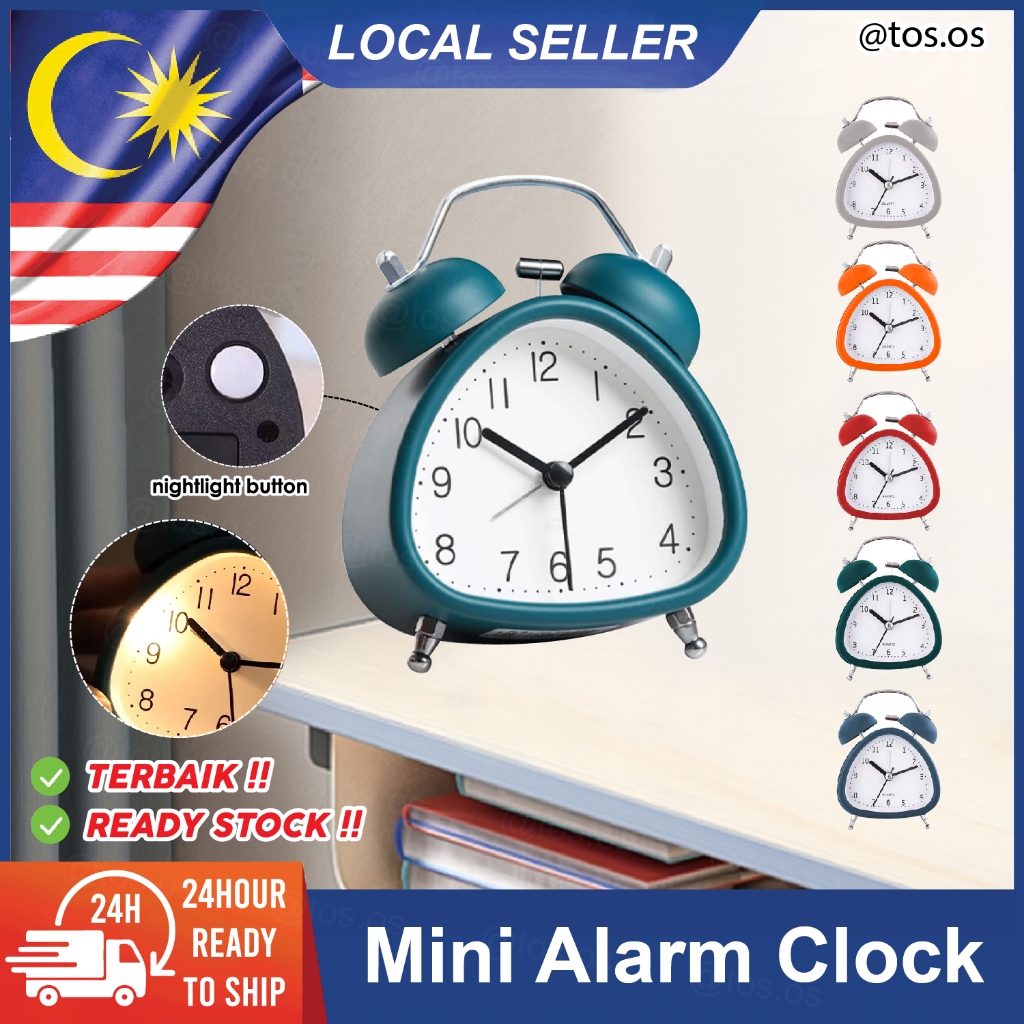 Mini Triangle Alarm Clock Retro Analog Twin Bell with Backlight Loud ...