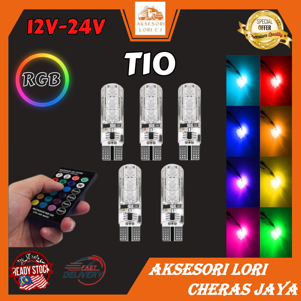 AKSESORI LORI CHERAS JAYA LAMPU T10 SMD REMOTE CONTROL 12-24V T10 LED LIGHT CAR LORRY TRUCK ...