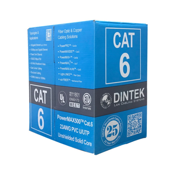 DINTEK CAT6 UTP 23AWG PVC FULL COPPER NETWORK CABLE 305M 1BOX (1101-04044 1101-04045) GREY/BLUE ...
