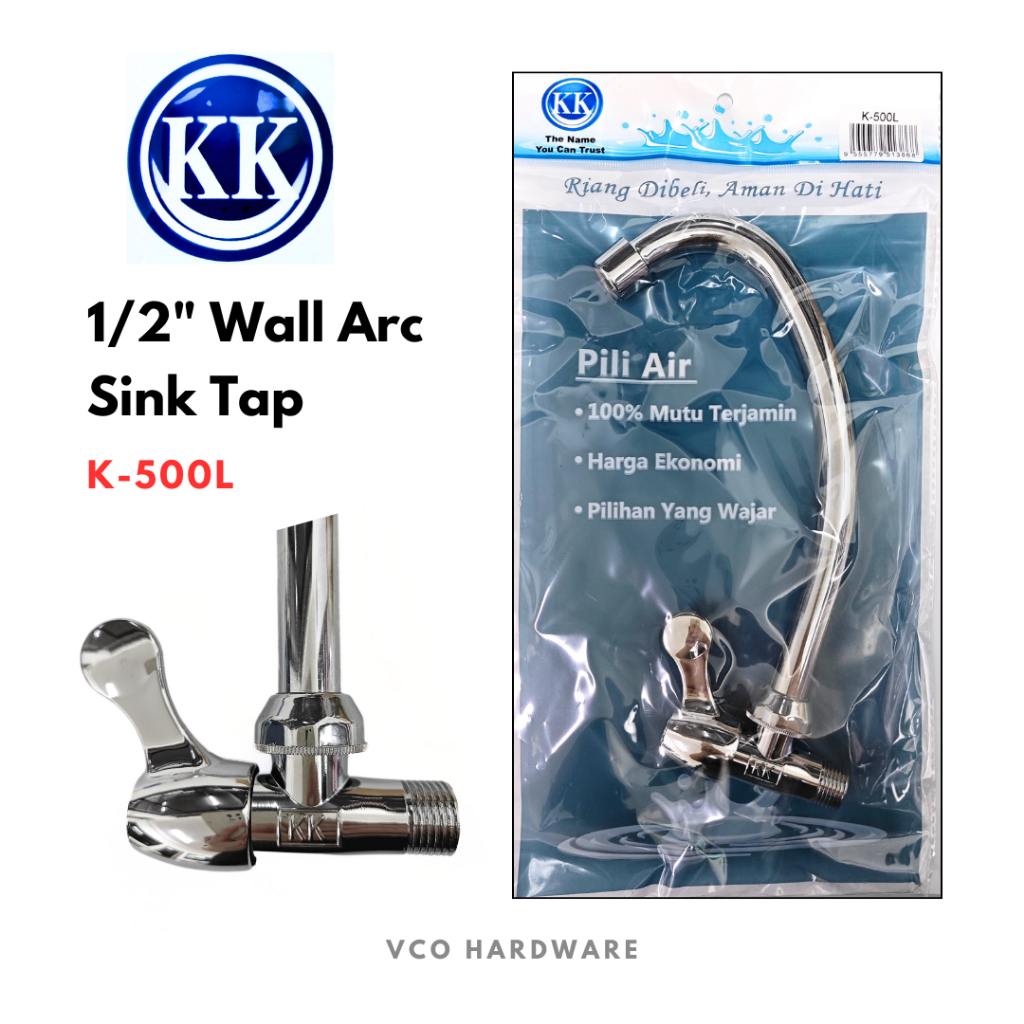 KK Brand 1/2" (15MM) Chrome Wall Arc Sink Tap/Water Tap/Basin Tap/Pili ...