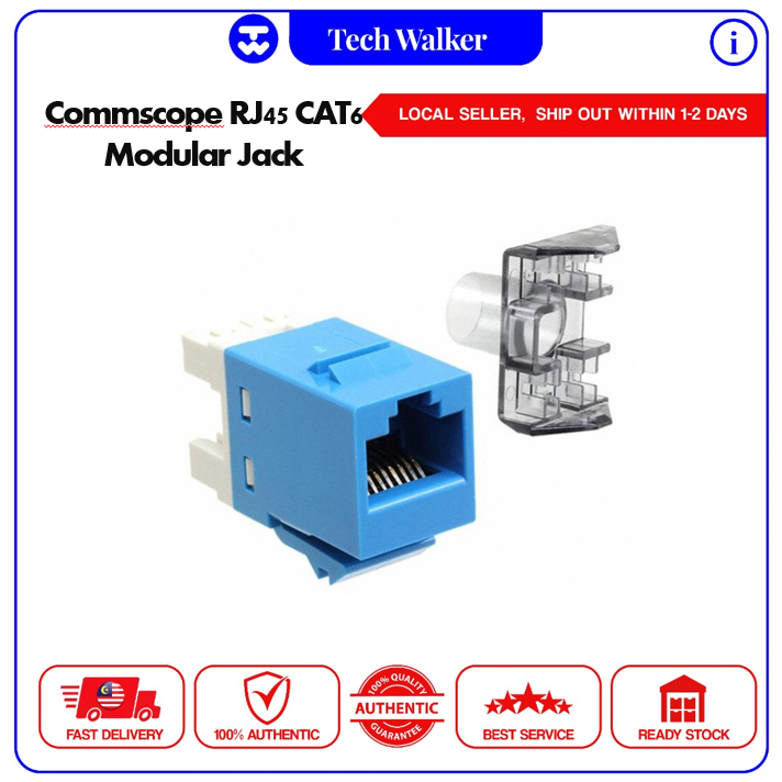 Commscope Cat6 Keystone Modular Jack SL-Series RJ45 Blue AMP 8P8C SL ...