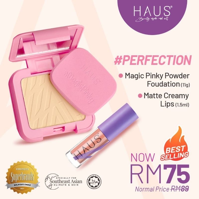 [Must Have] Magic Pinky Compact Powder Makeup Foundation" Bedak Muka ...