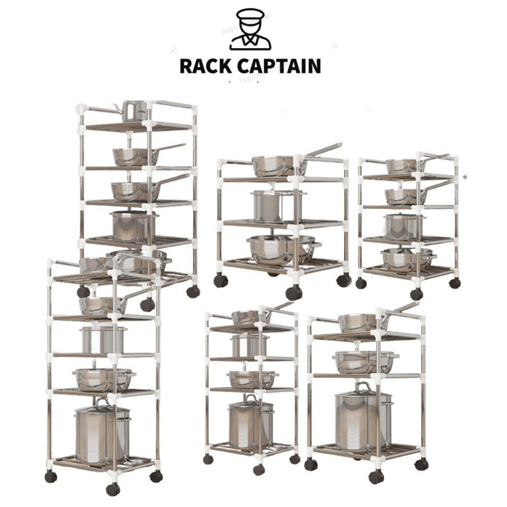 RackCaptain Kitchen Shelf Trolley Multi-function Rack With Wheel Rak ...