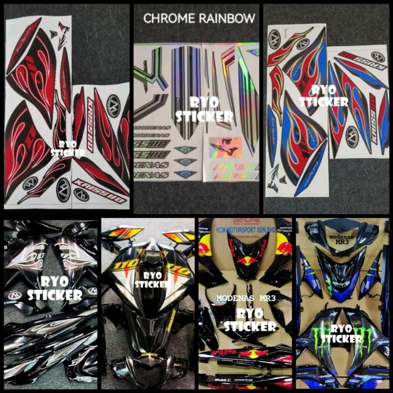 STICKER MODENAS MR3 SPOON/RED/API/NAGA/CHOI NAGA/HAYABUSA / MR3 CHROME ...
