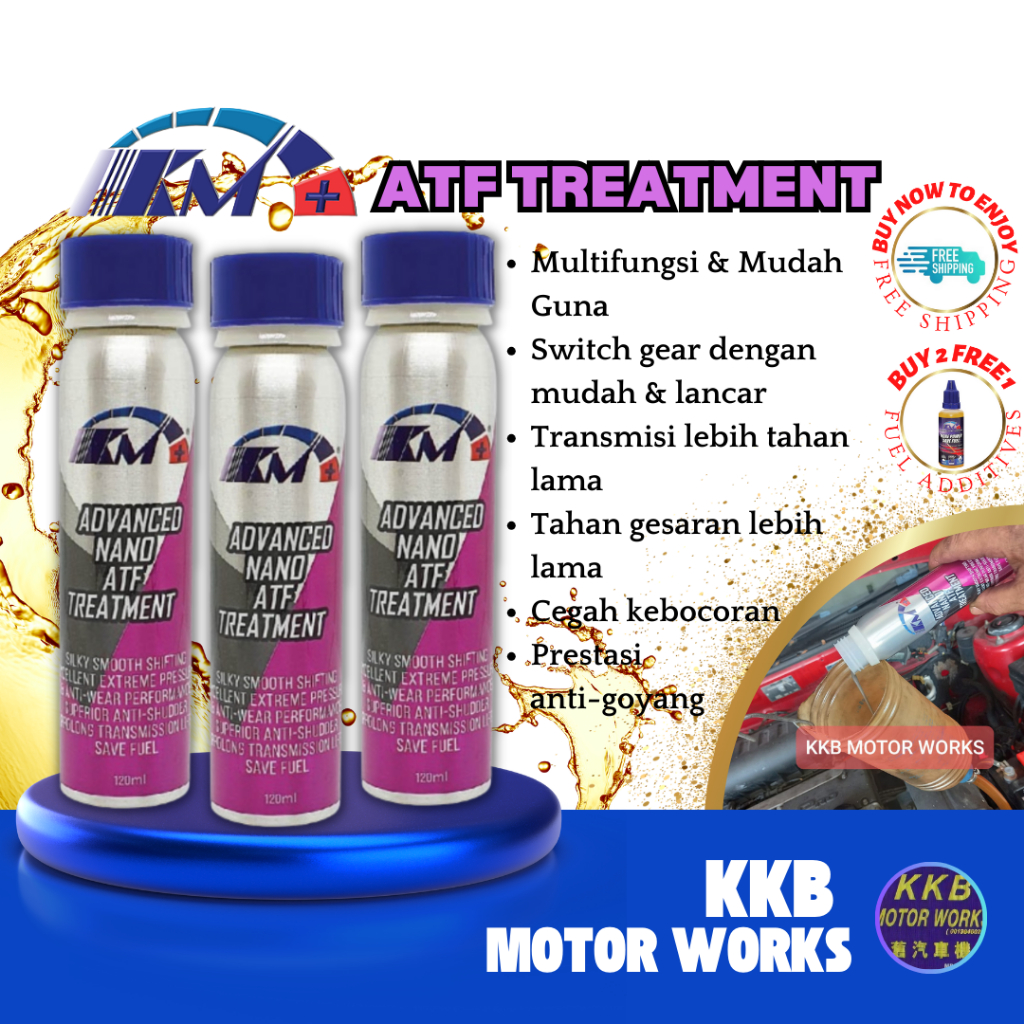 KM+ Advanced Nano ATF Treatment (120ml) Easy Use Effective Auto Gearbox ...