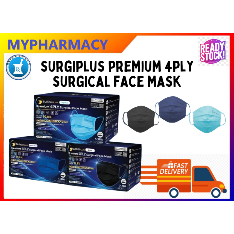 SURGIPLUS PREMIUM 4PLY SURGICAL FACE MASK 50'S | Shopee Malaysia
