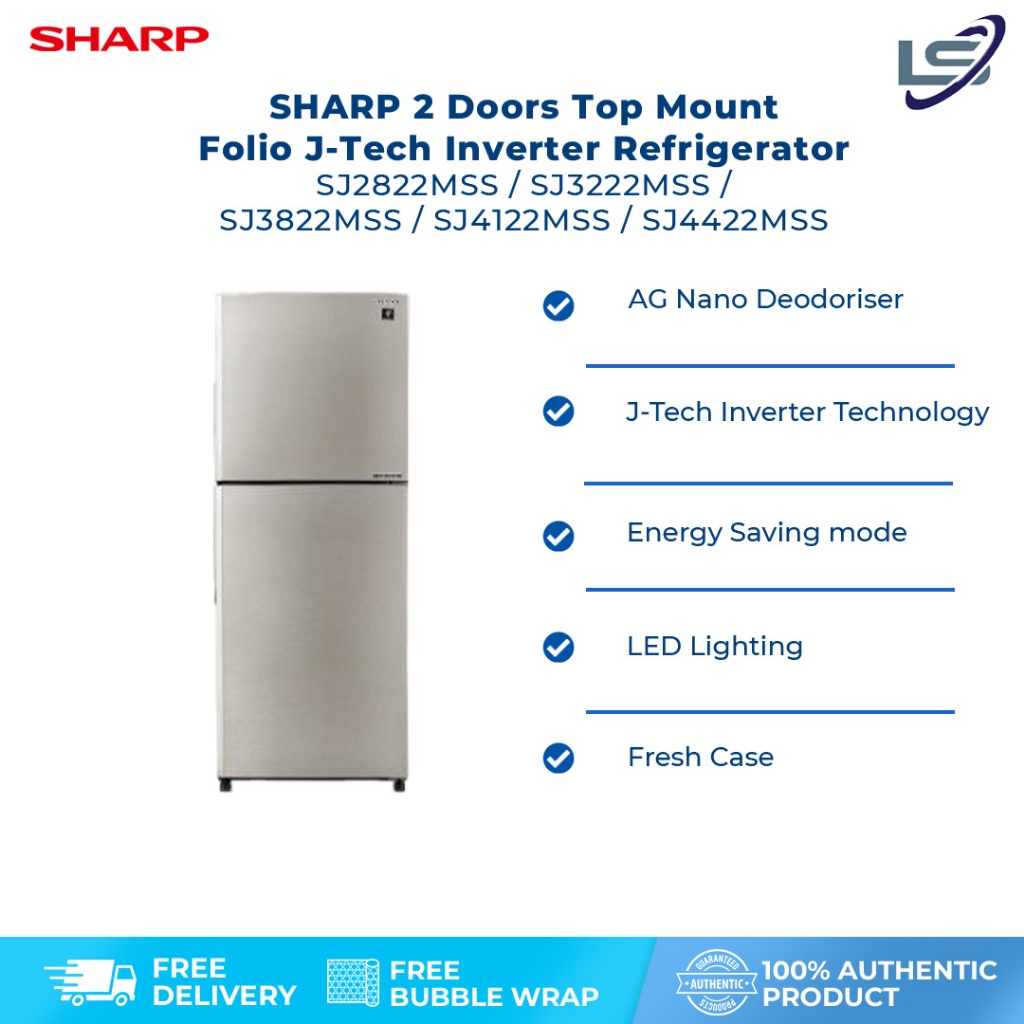 SHARP 280L/320L/380L/410L/440L 2 Doors Top Mount Folio J-Tech Inverter ...