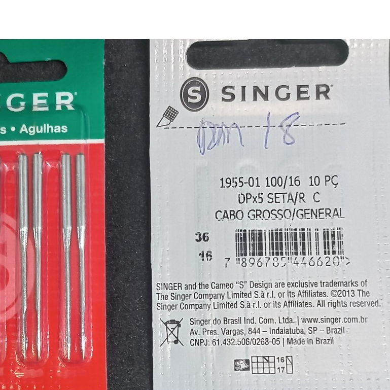 SINGER INDUSTRY SEWING MACHINE NEEDLE DPx5 100/16 (10 PCS) | Shopee ...