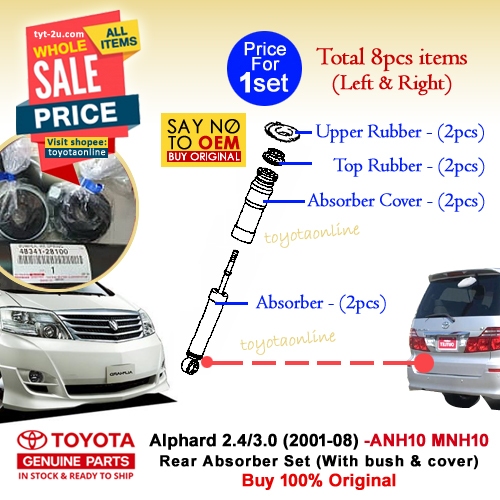 (SET) Alphard 2.4/3.0 (2000-07) ANH10 MNH10 Rear Absorber Set 48531 ...