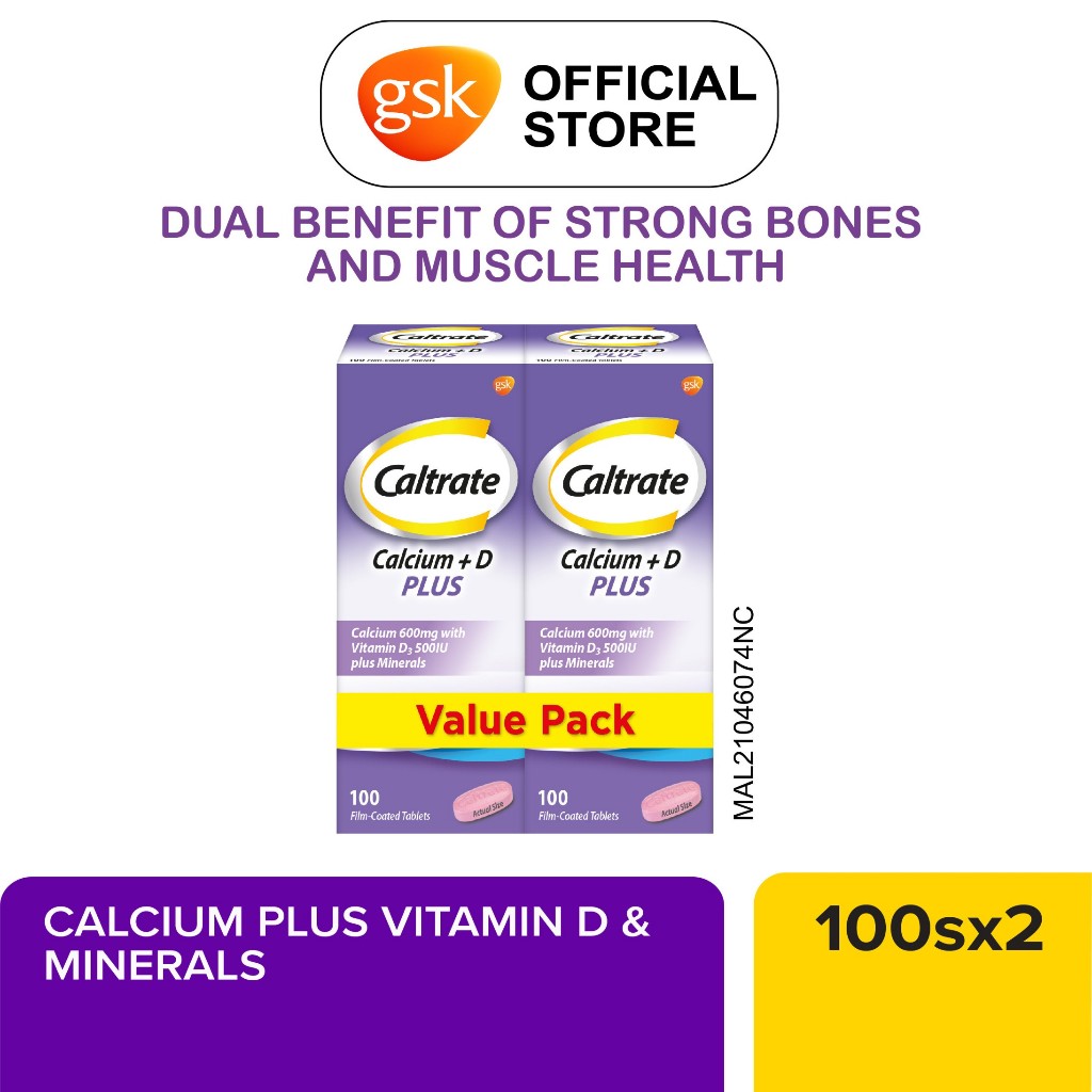 Caltrate 600 Plus Calcium Dietary Supplement For Bone Health With ...