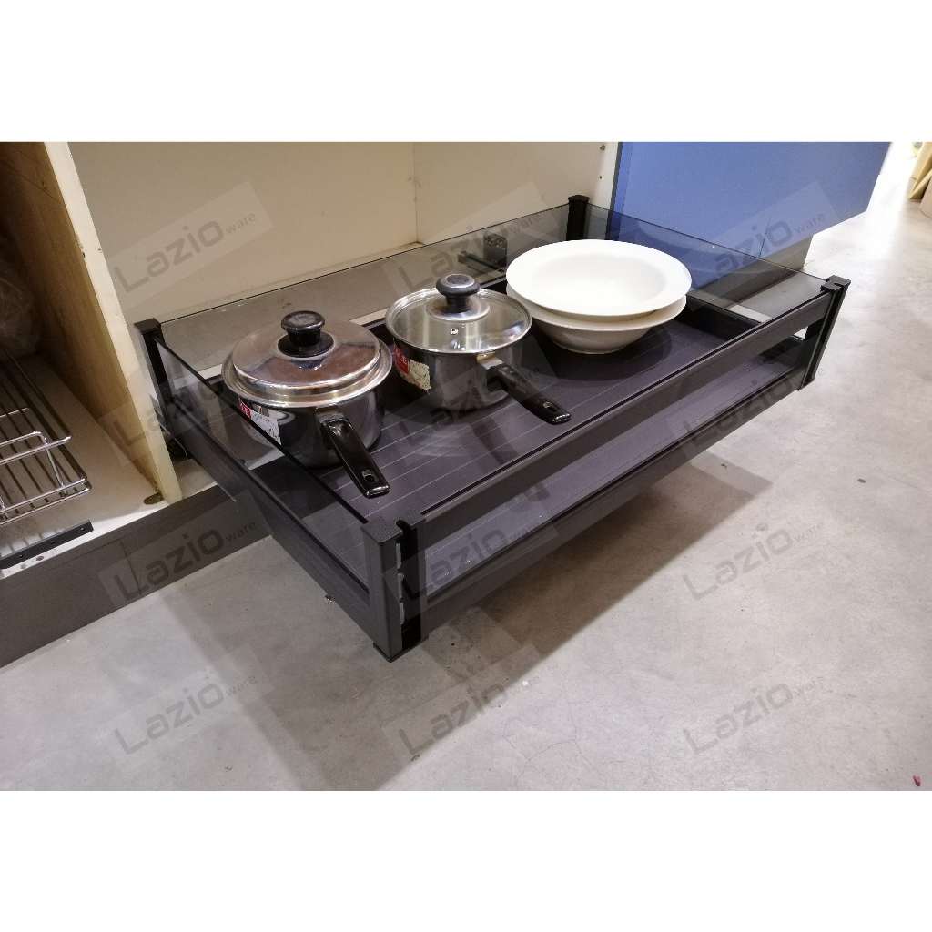 Four sides aluminium dark grey coated soft closing kitchen Cabinet ...