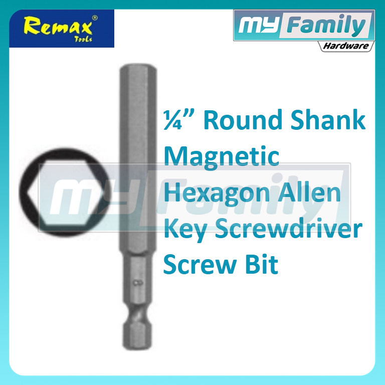 REMAX 1/4 Round Shank Magnetic Hexagon Allen Key Screwdriver Screw Bit ...