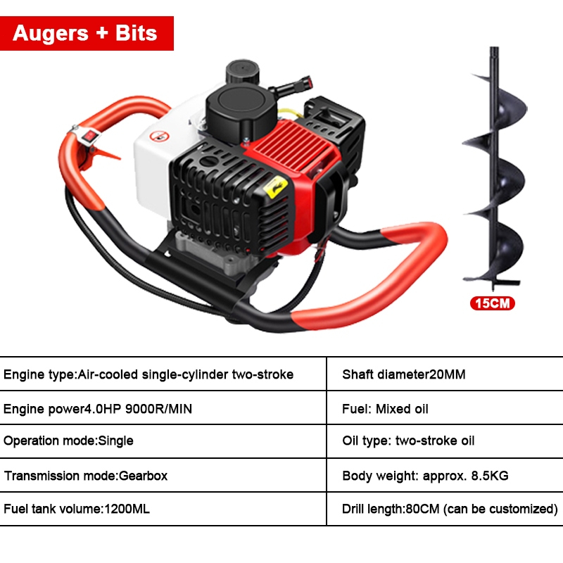Driller Earth Auger Machine 68cc Mesin Penebuk Gali Tanah Auger 2-Stroke Mesin Korek Tanah ...