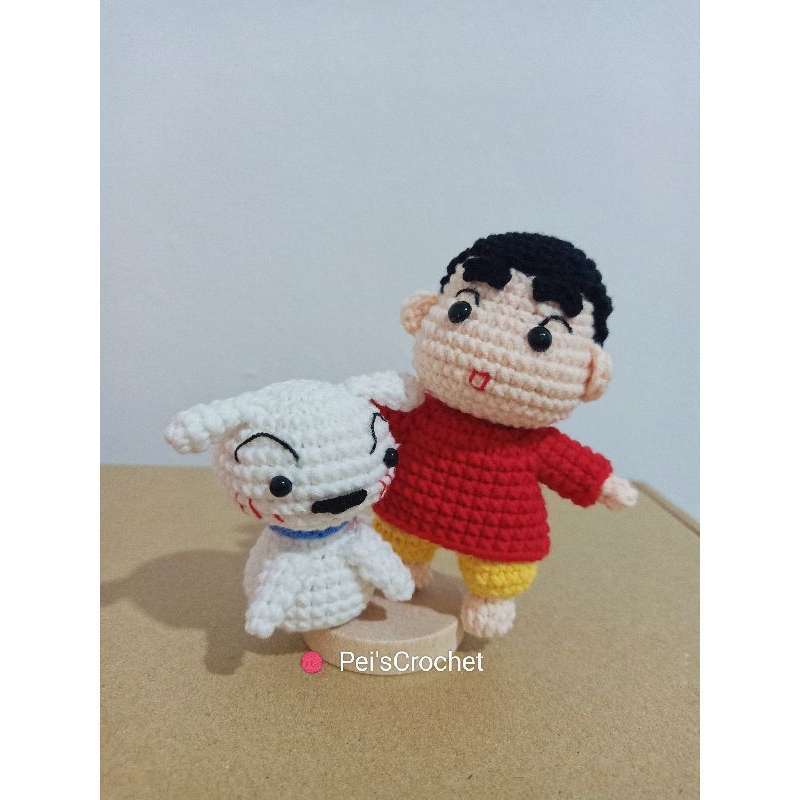 Handmade Crochet Shin Chan &Shiro 蜡笔小新与小白针织 | Shopee Malaysia
