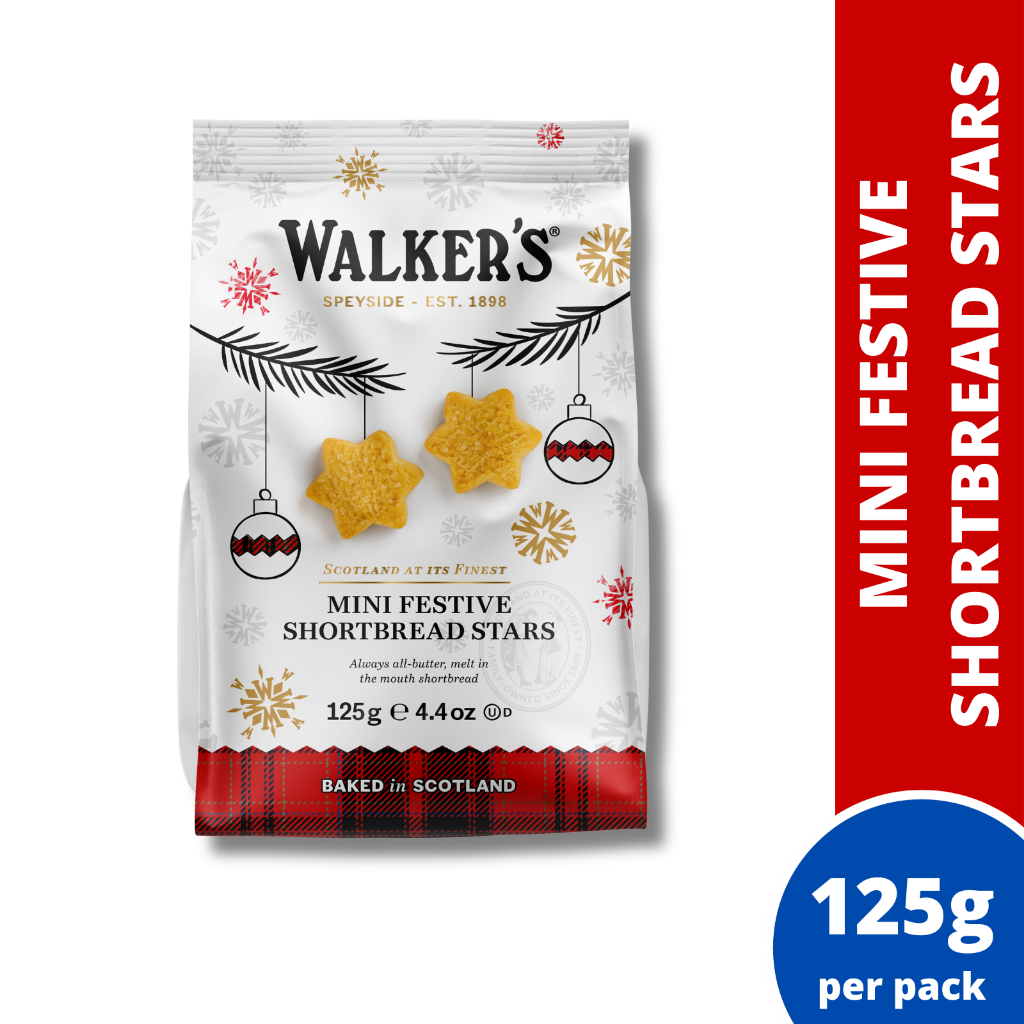 Walkers Mini Festive Shortbread Stars (125g) [Expiry: July 2025 ...