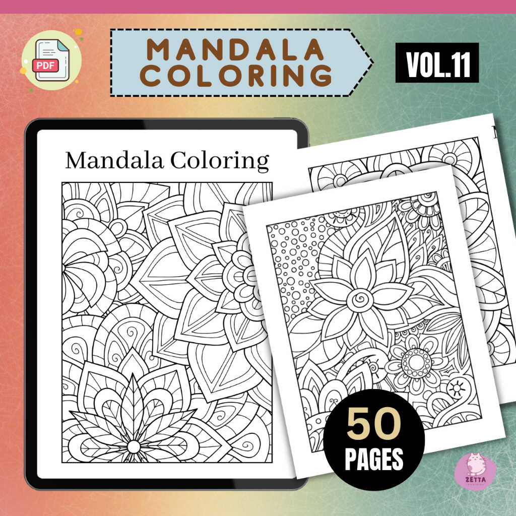 Mandala Coloring Worksheet Set Printable PDF Adult Coloring for Stress ...