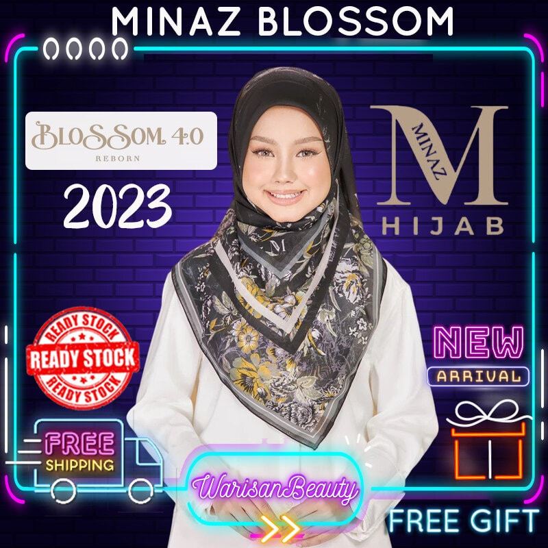 2023 Minaz Hijab Plain Bawal Blooming Raya Bawal Sulam Rindu Plain ...