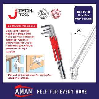 JETECH 9pcs Allen Key Set Ball Point Flat Point Chrome CrV Hex Key Hex ...