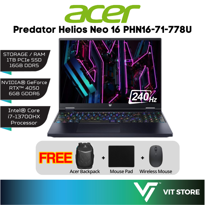 Acer Predator Helios Neo 16 PHN16-71-778U Intel i7-13700HX, 16GB, 1TB ...