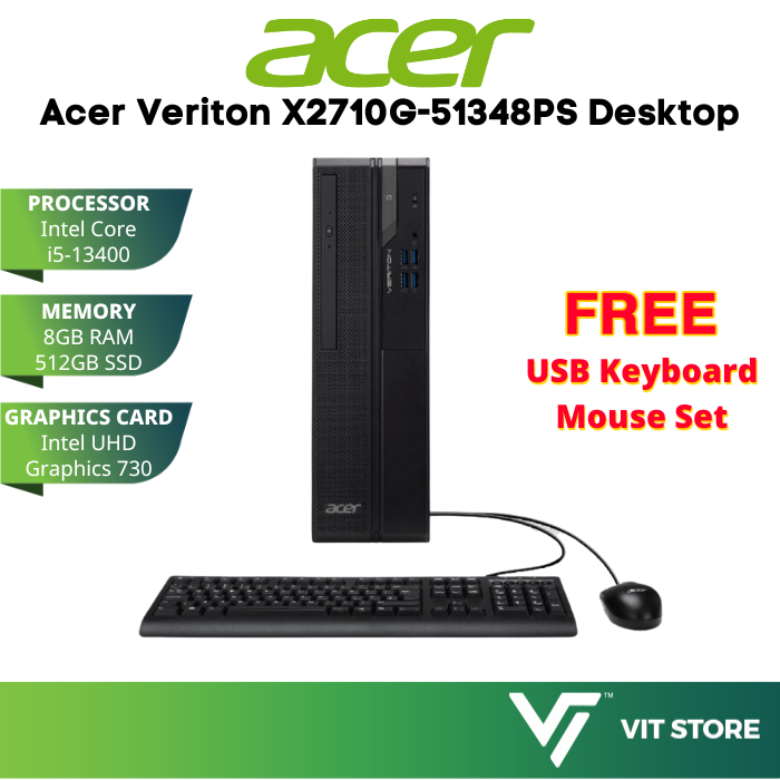 Acer Veriton X2710G-51348PS SFF Desktop PC Intel i5-13400, 8GB, 512GB ...