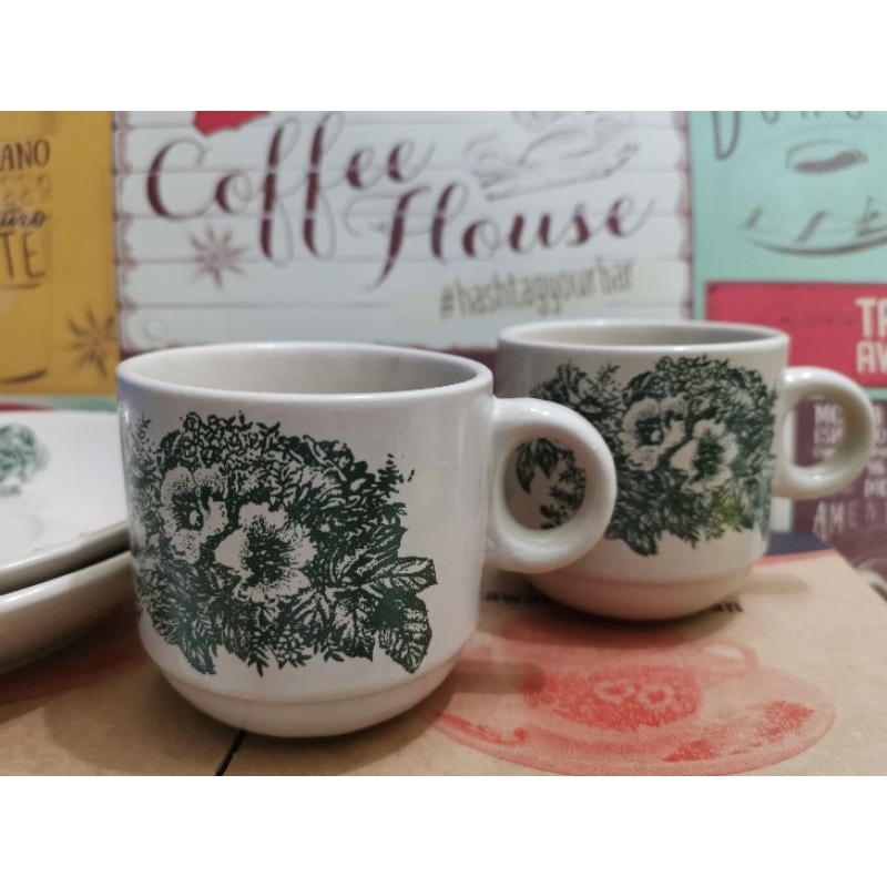 New 2 cups +2 plates (Set cawan Hailam Kopi Traditional to let go ...