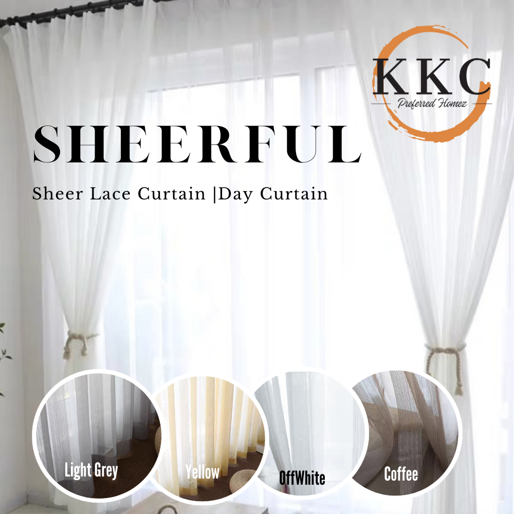 KKC Sheerful Lace White Sheer Day Curtain (Sheerful Langsir Langsir Putih ReadyMade Hook/Ring ...