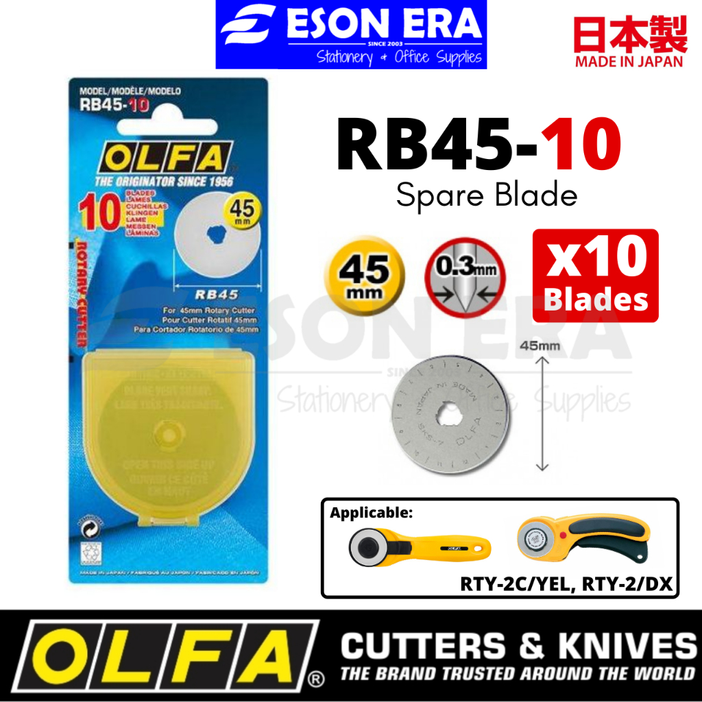 Olfa RB45-10 45mm Rotary Blade 10 Blades Made in Japan Pisau Knife Round Blades | Shopee Malaysia