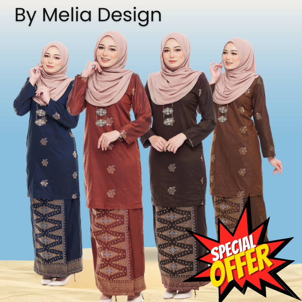 Melia Design Baju Kurung Moden Tenun Songket Bunga Raya Lipat Batik ...