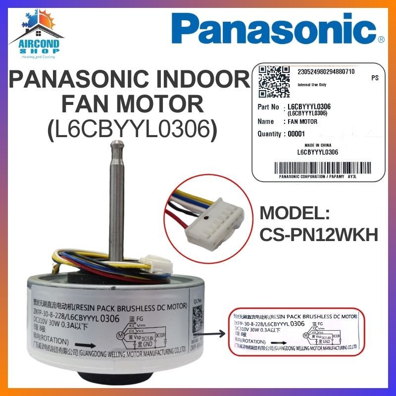 PANASONIC INDOOR FAN MOTOR ORIGINAL 100% [CS-PN12WKH] AIRCONDITIONER ...