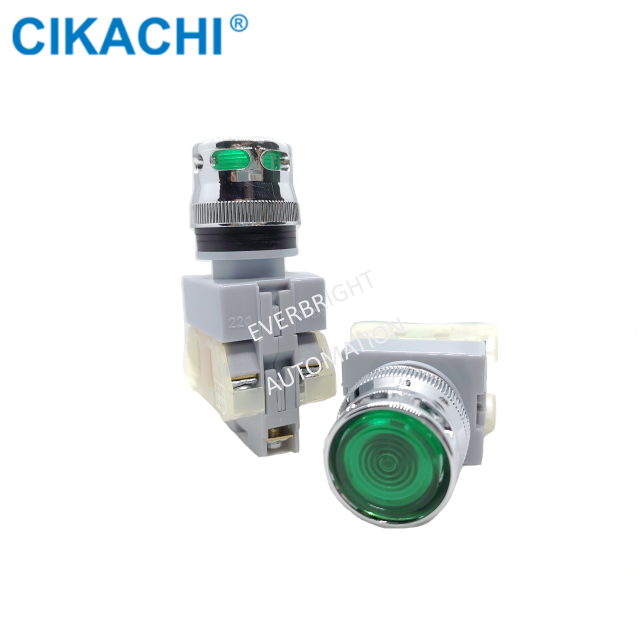 Cikachi (CKC) 22mm 24V NFPB-22 NFPB Illuminated Flat Head Momentary Non-Latching Push Button ...
