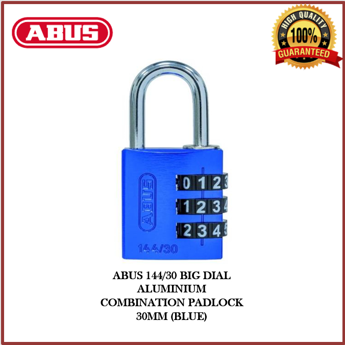 ABUS 144/30 BIG DIAL ALUMINIUM COMBINATION PADLOCK 30MM (BLUE) | Shopee ...
