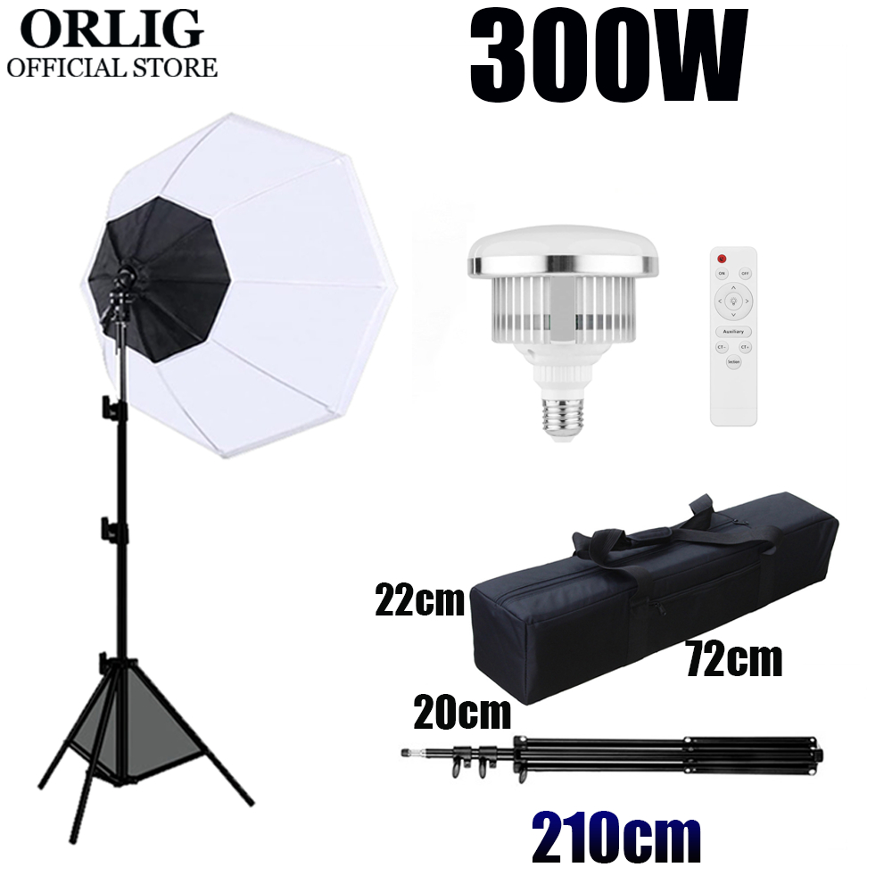 70cm 300W Studio Lighting Softbox Kit Photography Light Lamp Bulb ...