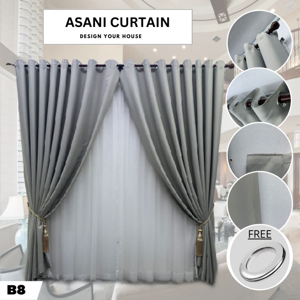 Asani Curtain Ready Made B8 Langsir Siap Jahit 100% Blackout Curtain ...