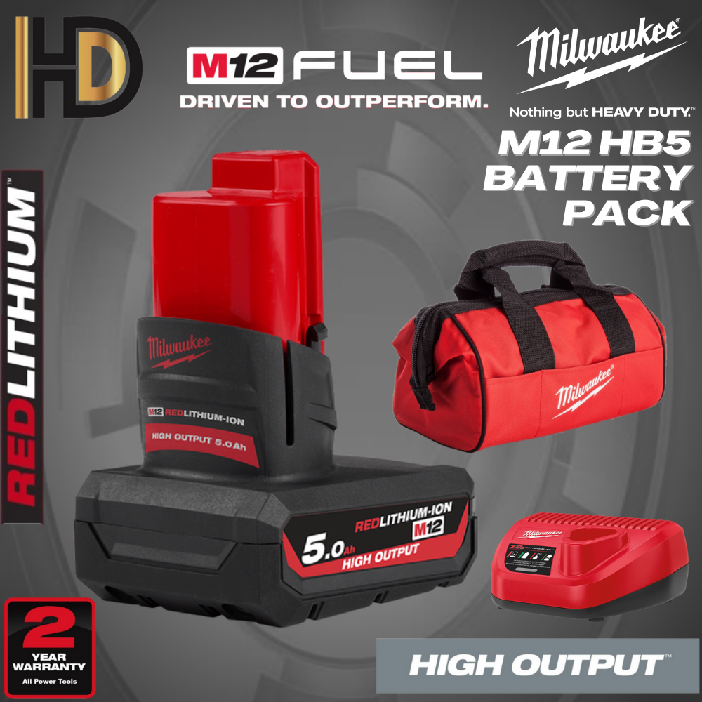 Milwaukee M12 5.0AH High Output Battery / Latest Series High Output ...