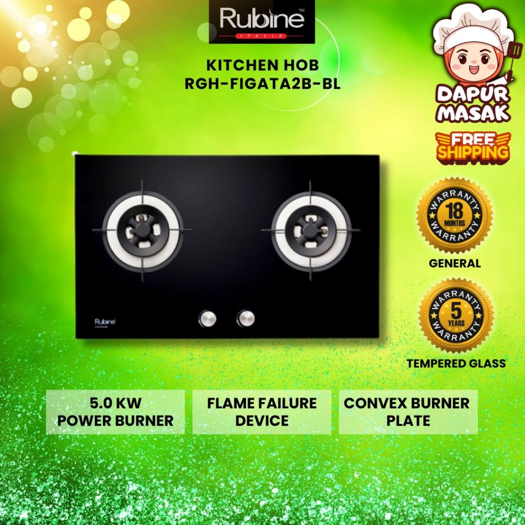 Dapur Masak Rubine Built In Gas Stove RGH-FIGATA2B-BL Cooker Kitchen ...