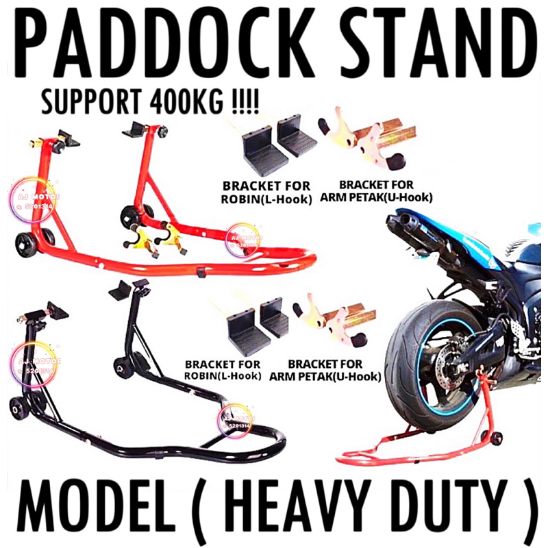 MOTORCYCLE PADDOCK STAND HEAVY DUTY FOR BOBBIN & SWING ARM BRACKET ...