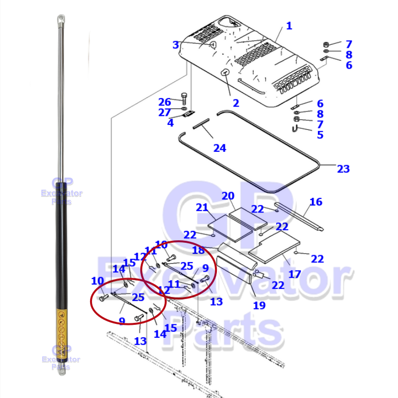PC200-8 / PC300-8 / PC-8 Hydraulic Excavator Engine Cover Hood Gas ...