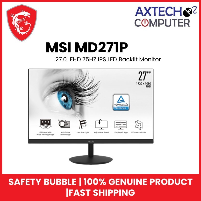 MSI Pro MP271 27" FHD Monitor ( VGA, HDMI, 3Yrs Warranty ) | Shopee ...