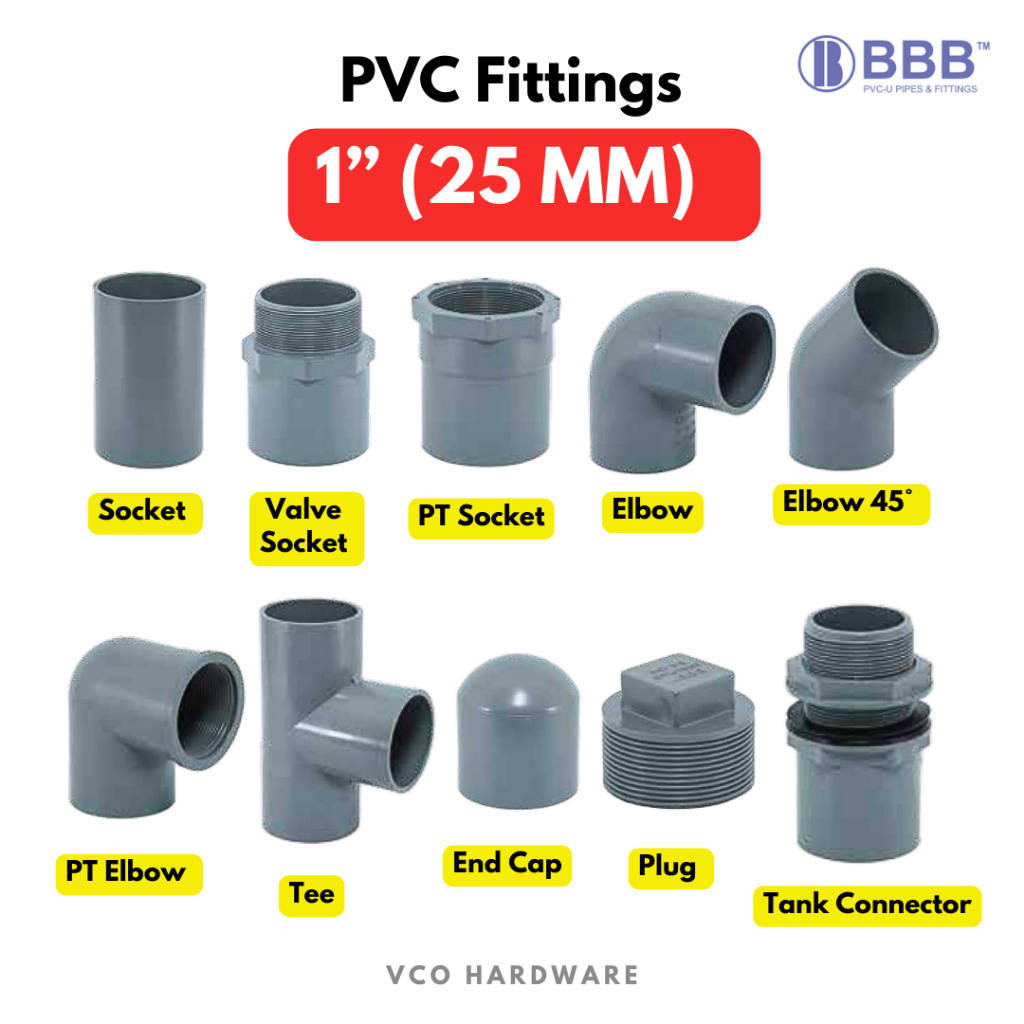[ 1" /25 MM ] BINA PVC Pipe Fittings/PVC Connector/Paip Sambung /Elbow Tee Socket Valve Plug Cap ...