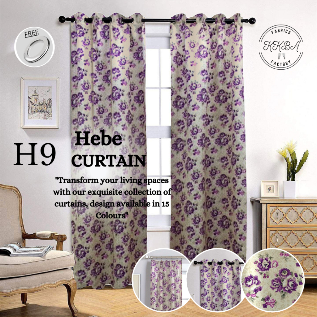 H9 Curtain Corak Bunga Ring & Hook Sesuai Untuk Langsir Tingkap ...
