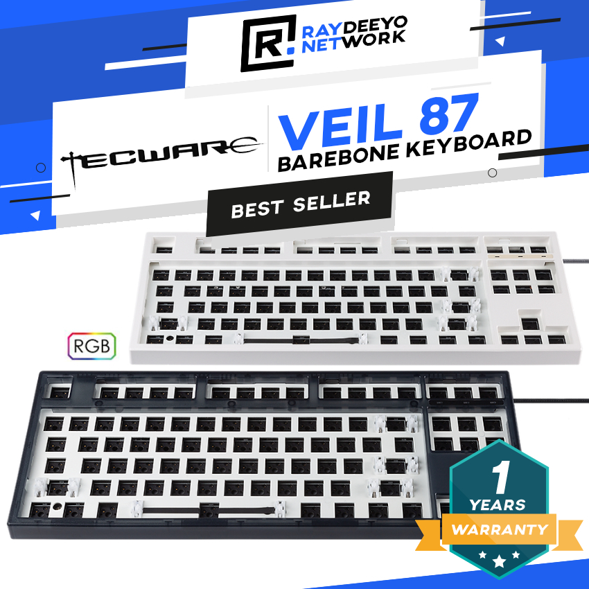 Tecware Veil 87 RGB Barebone Keyboard Kit (White/Black) [TKL Layout/Hot ...