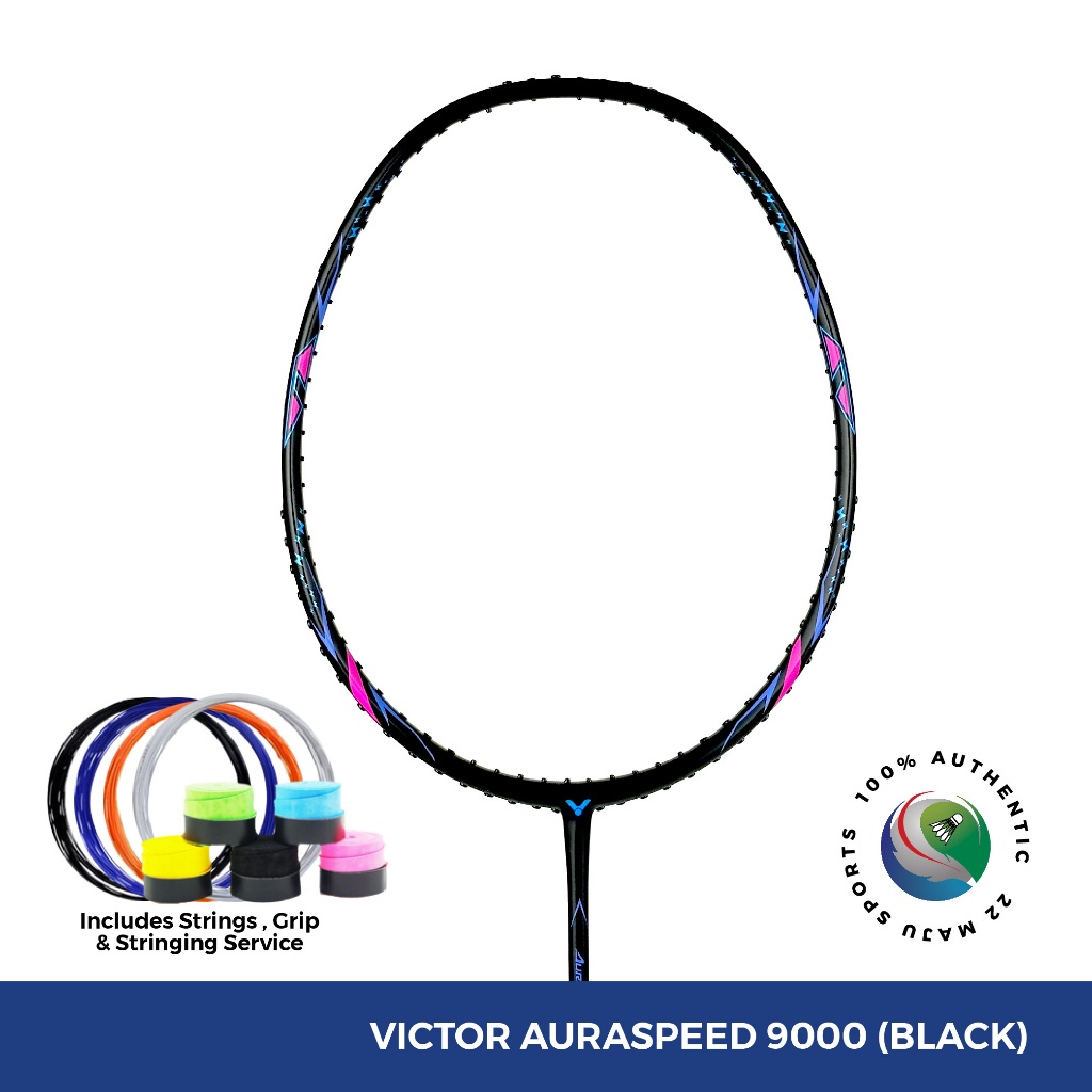VICTOR AURASPEED 9000 C ( BLACK ) 4U | 5U BADMINTON RACKET | Shopee ...