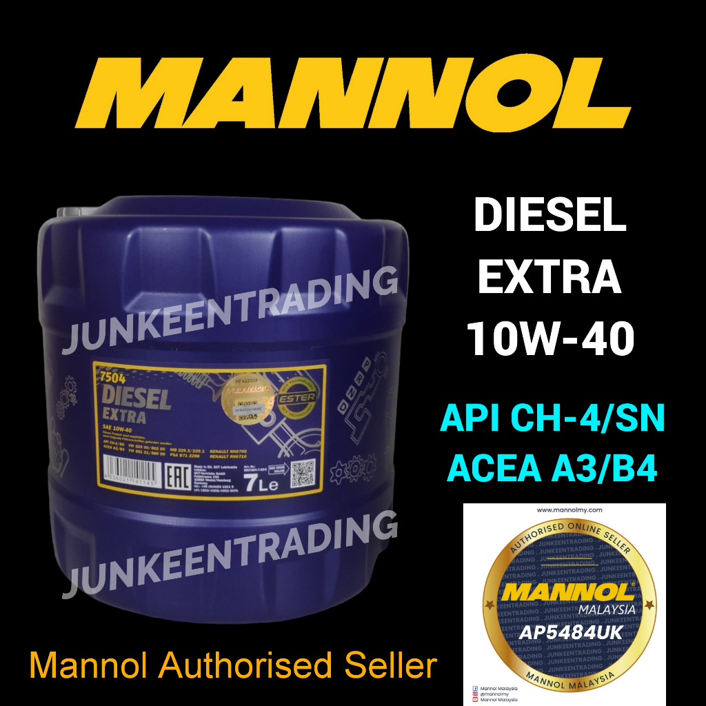 ORIGINAL MANNOL Diesel Extra 10W-40 10W40 Semi Synthetic Engine Oil Minyak Enjin (7L) API CH-4 ...